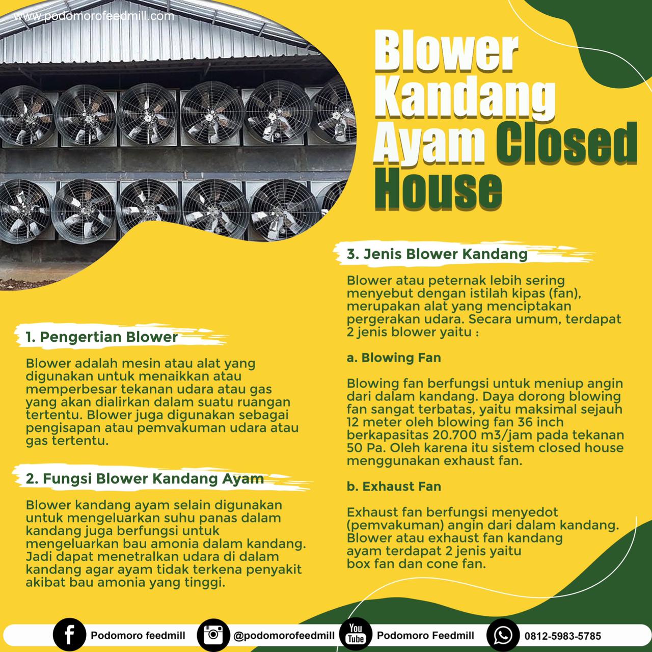 Blower Kandang Ayam Closed House, Podomoro Poultry Equipment